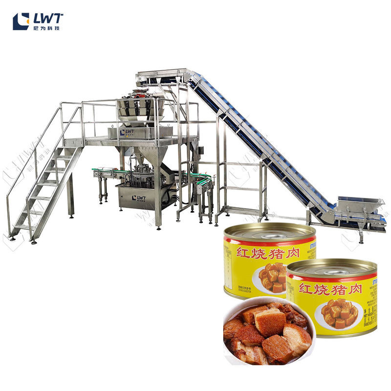 Canned Braised Pork Food Meat Production Line Multihead Weigher Filling ...