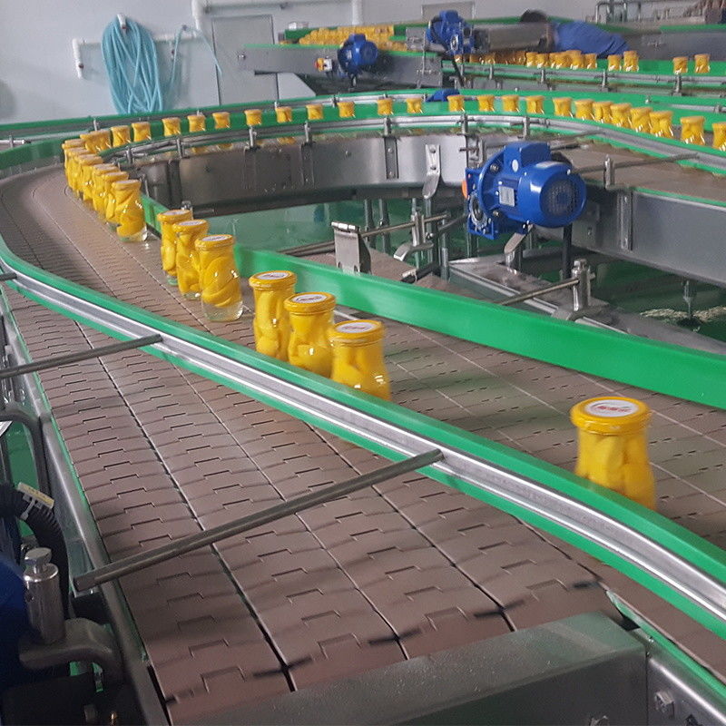 Food Canned Bottles Conveying Slat Top Chain Conveyor For Industry ...